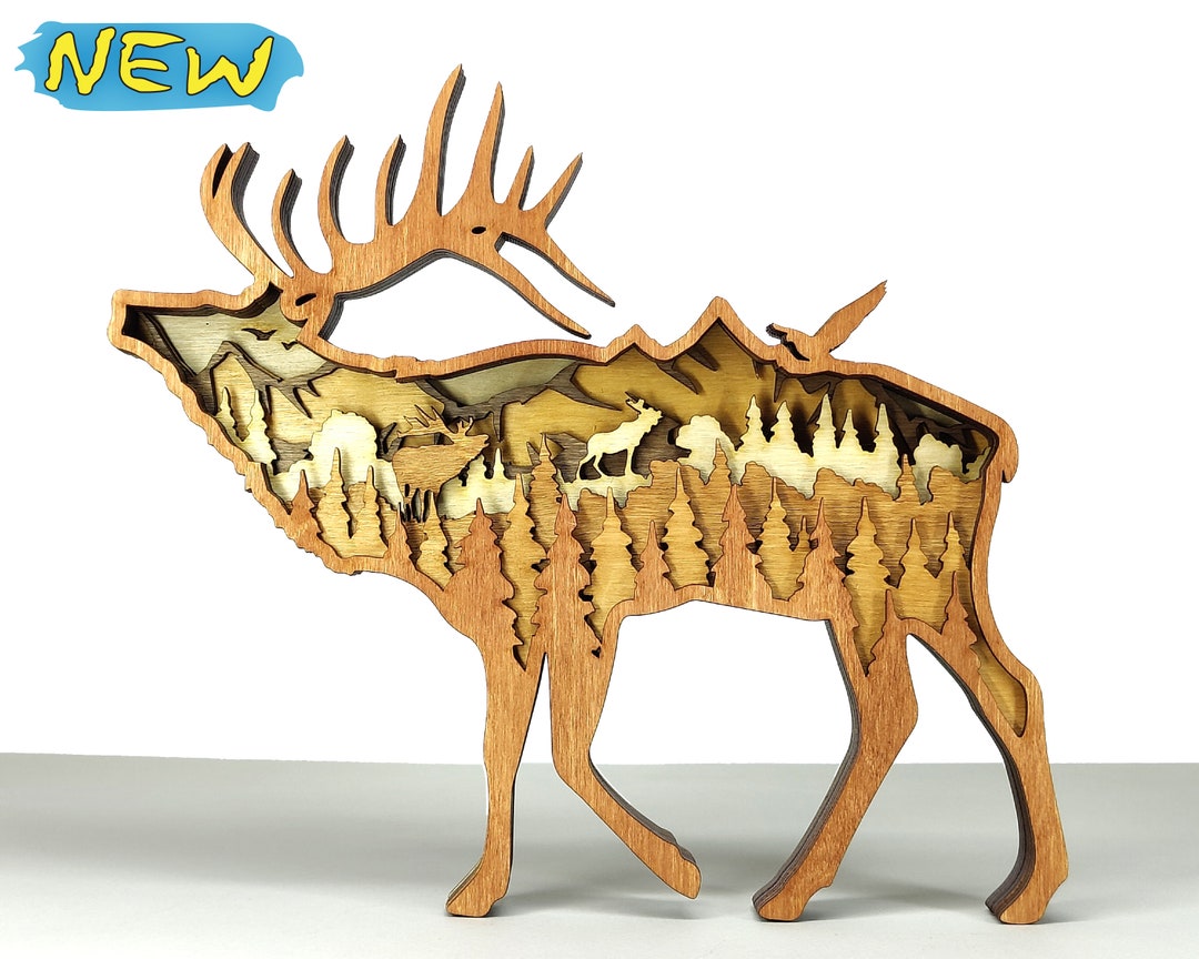 Elk SVG Laser Cut Files 7 Layer Art Piece for Glowforge - Etsy UK