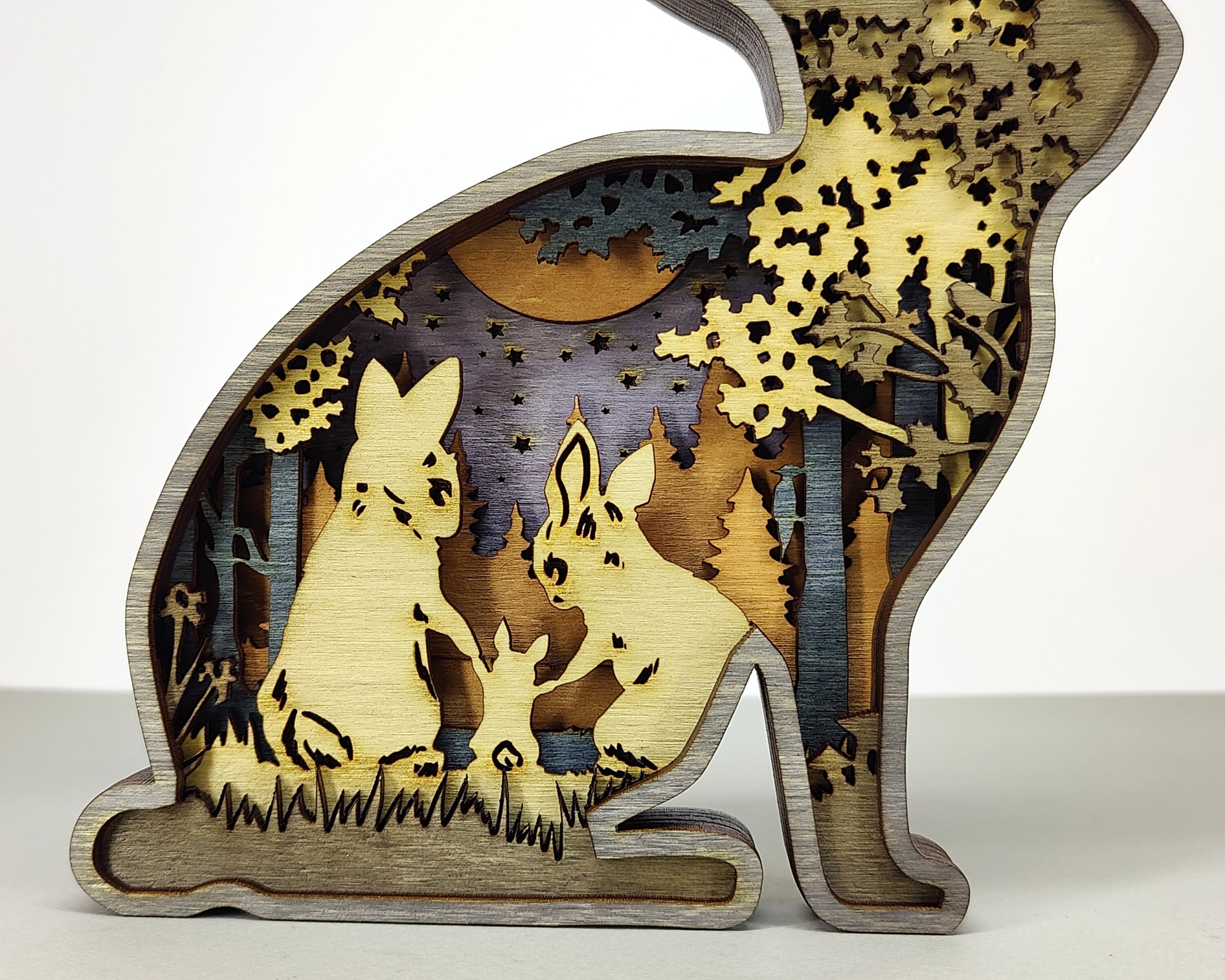 Rabbit SVG Laser Cut Files 7 Layer Art Piece for Glowforge - Etsy