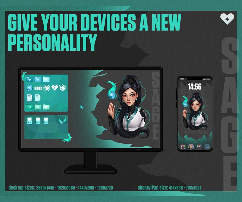 Sage Valorant Custom Desktop Set Theme Icons Folders Wallpaper ...