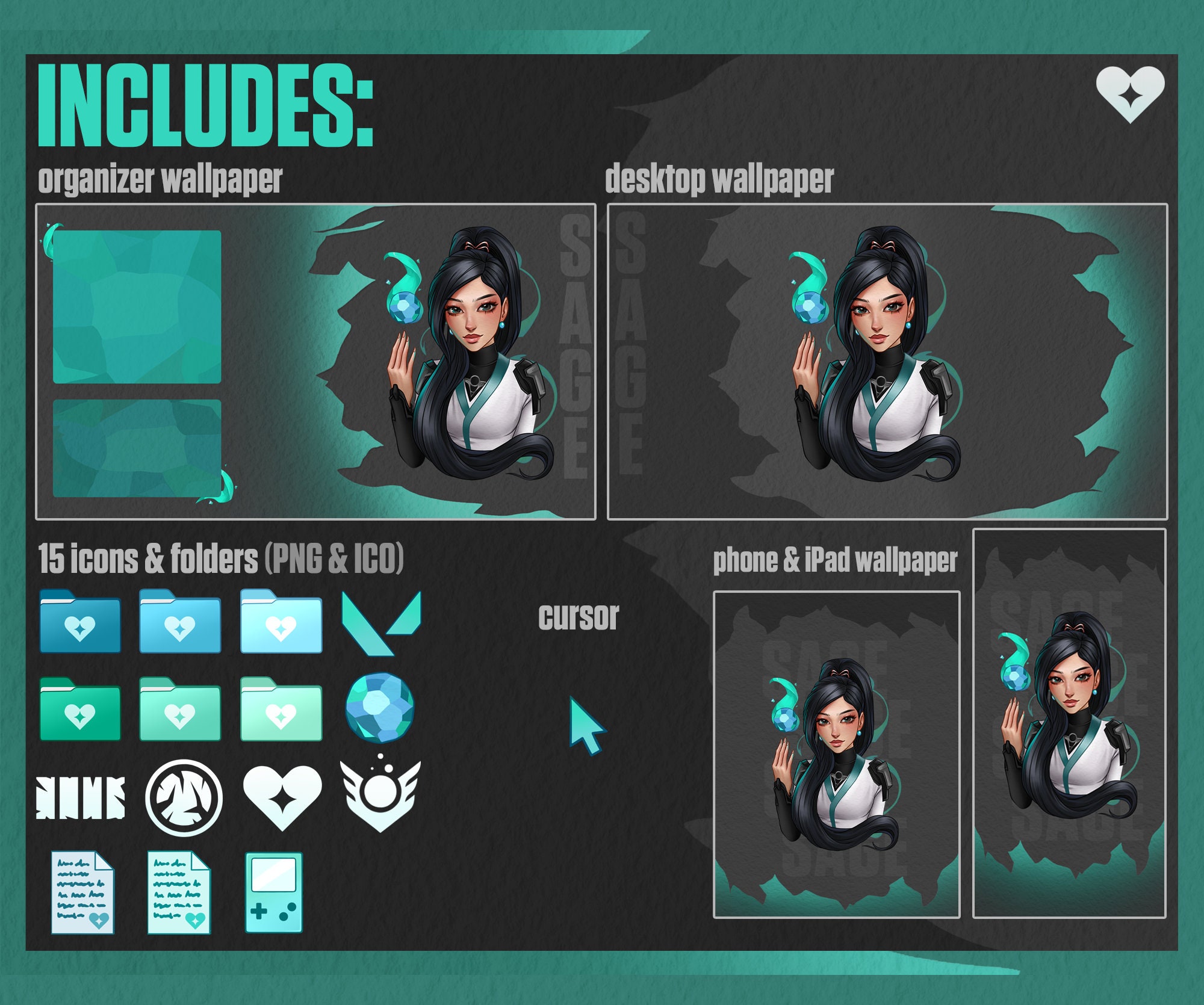 Sage Valorant Custom Desktop Set Theme Icons Folders Wallpaper ...