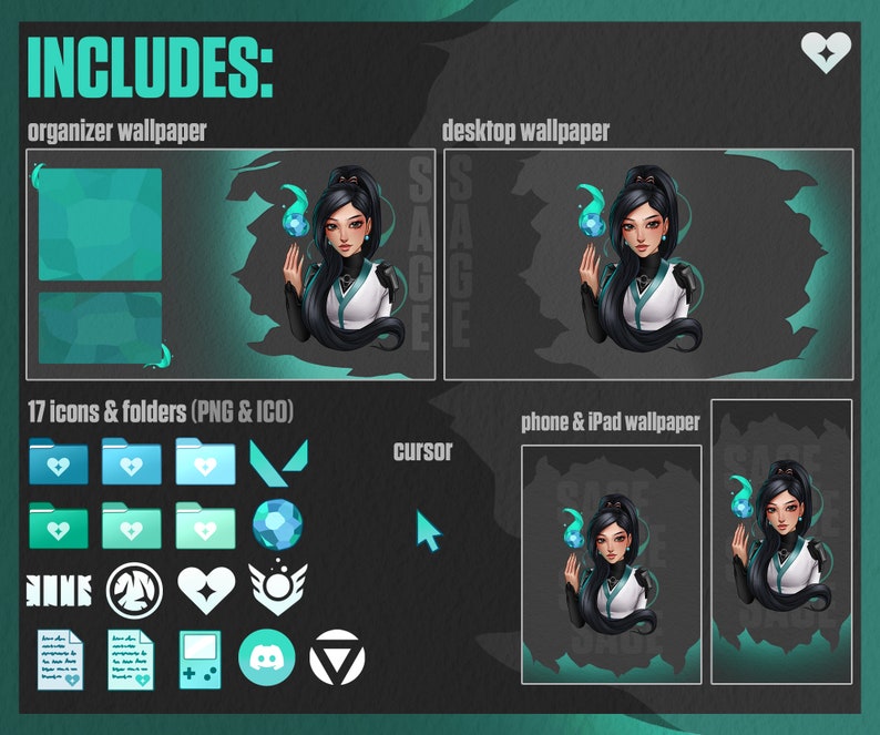 Sage Valorant Custom Desktop Set Theme Icons Folders Wallpaper ...
