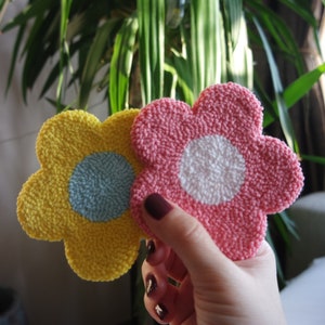 Punch Needle Coaster, Daisy Coffee Drink Coasters, Tufted Coaster ...