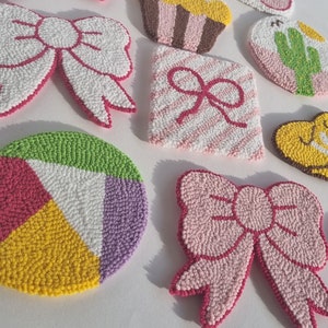 Bow Punch Needle Mug Rug Coaster Coquette Bow Tufted Cup Coasters ...