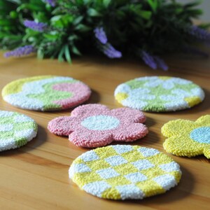 Punch Needle Coaster, Daisy Coffee Drink Coasters, Tufted Coaster ...