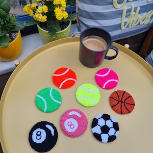 Sports Ball Design Punch Needle Coasters 4'' for Sports Lover, Colorful ...