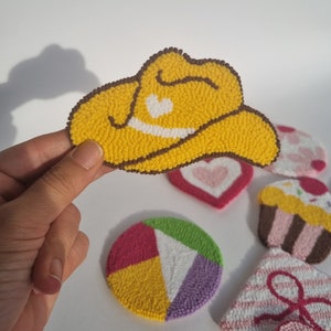 Punch Needle Coaster | Pink Bows Mug Rug | Coaster Lovers Gift | Tufted ...