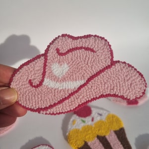 Bow Punch Needle Mug Rug Coaster Coquette Bow Tufted Cup Coasters ...