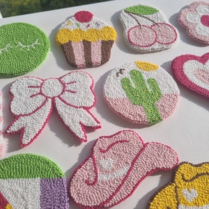 Bow Punch Needle Mug Rug Coaster Coquette Bow Tufted Cup Coasters ...