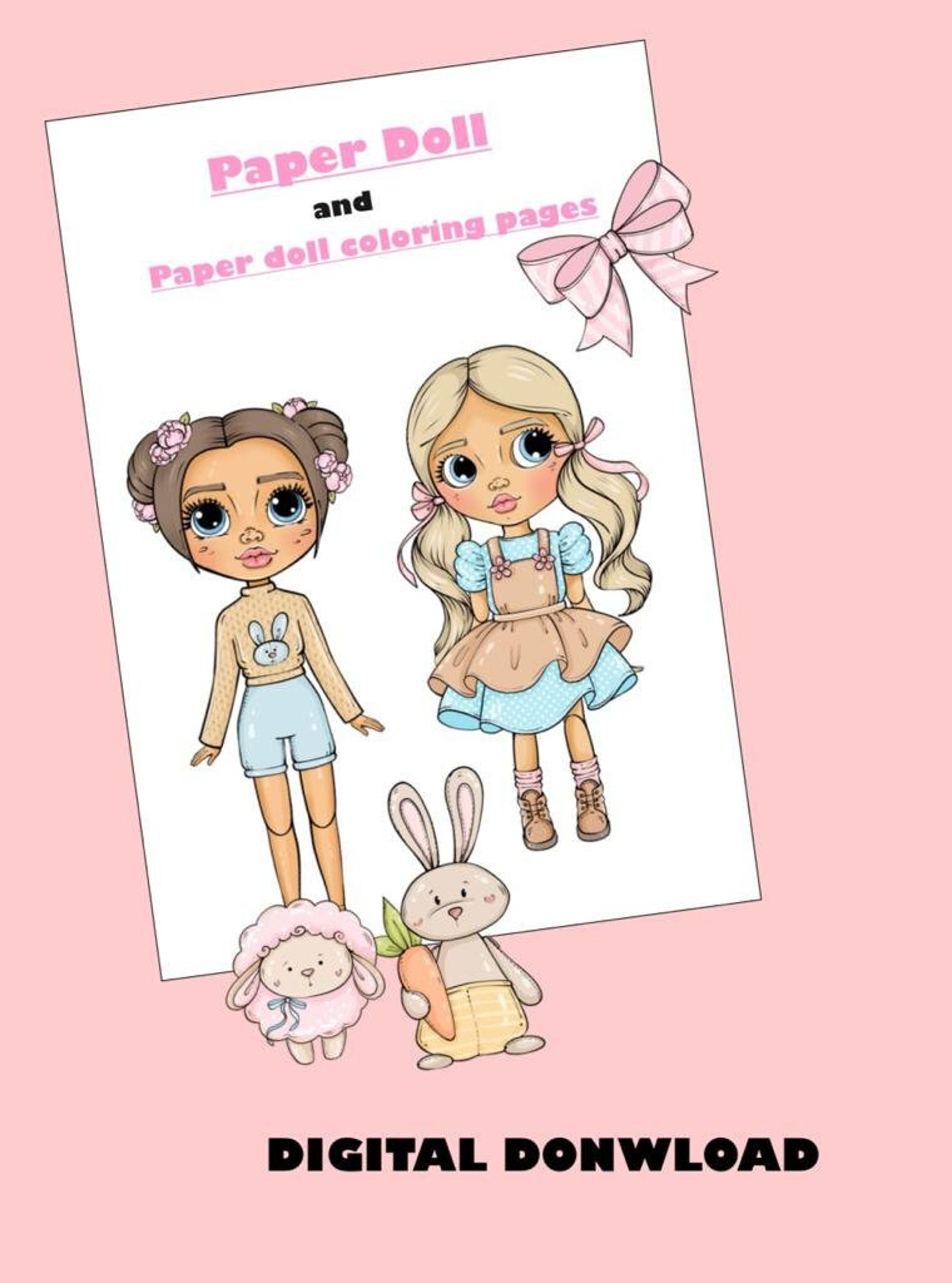 Cheerful Coloring Pages Paper Doll Dress up Paper Doll Quiet Book Pages ...