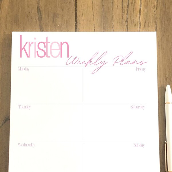 Personalized Desk Weekly Planner - Etsy