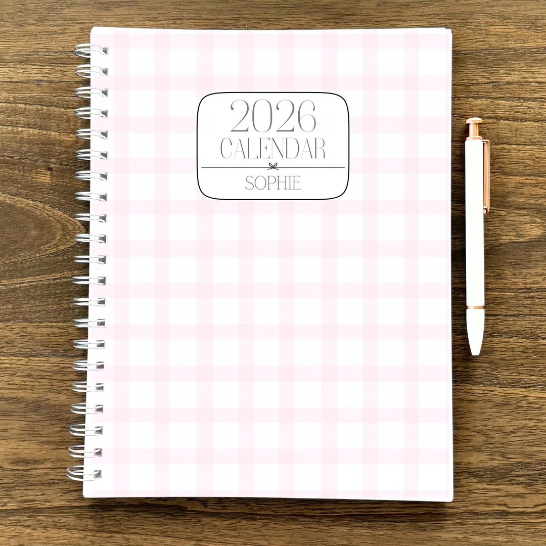 July 2025 - June 2026 Planner 12 Month Pink Gingham Planner | Pink ...