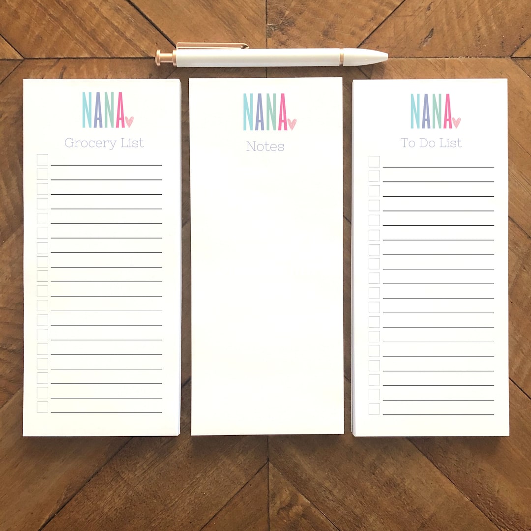 Personalized Nana Notepads 3 Pack to Do List Grocery List Cute Unique ...