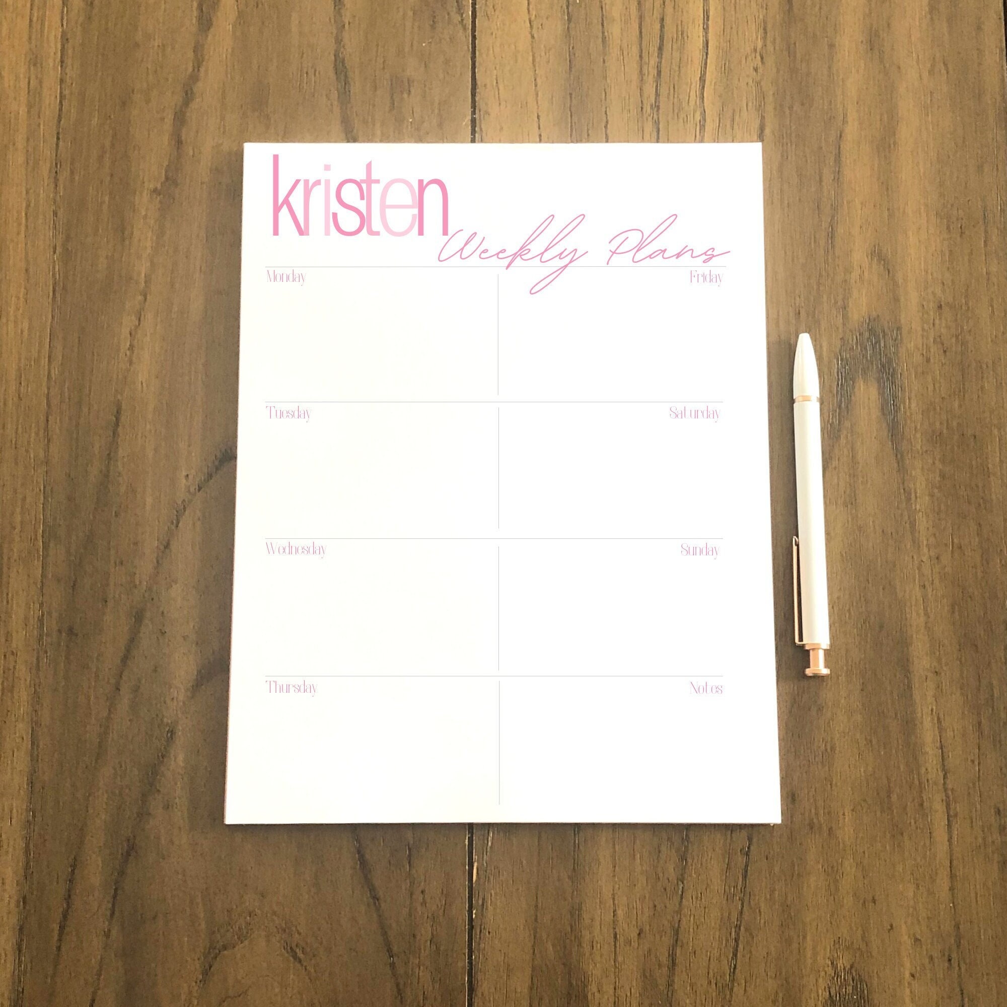 Personalized Weekly Planner Notepad Personalized Planner Custom Planner ...