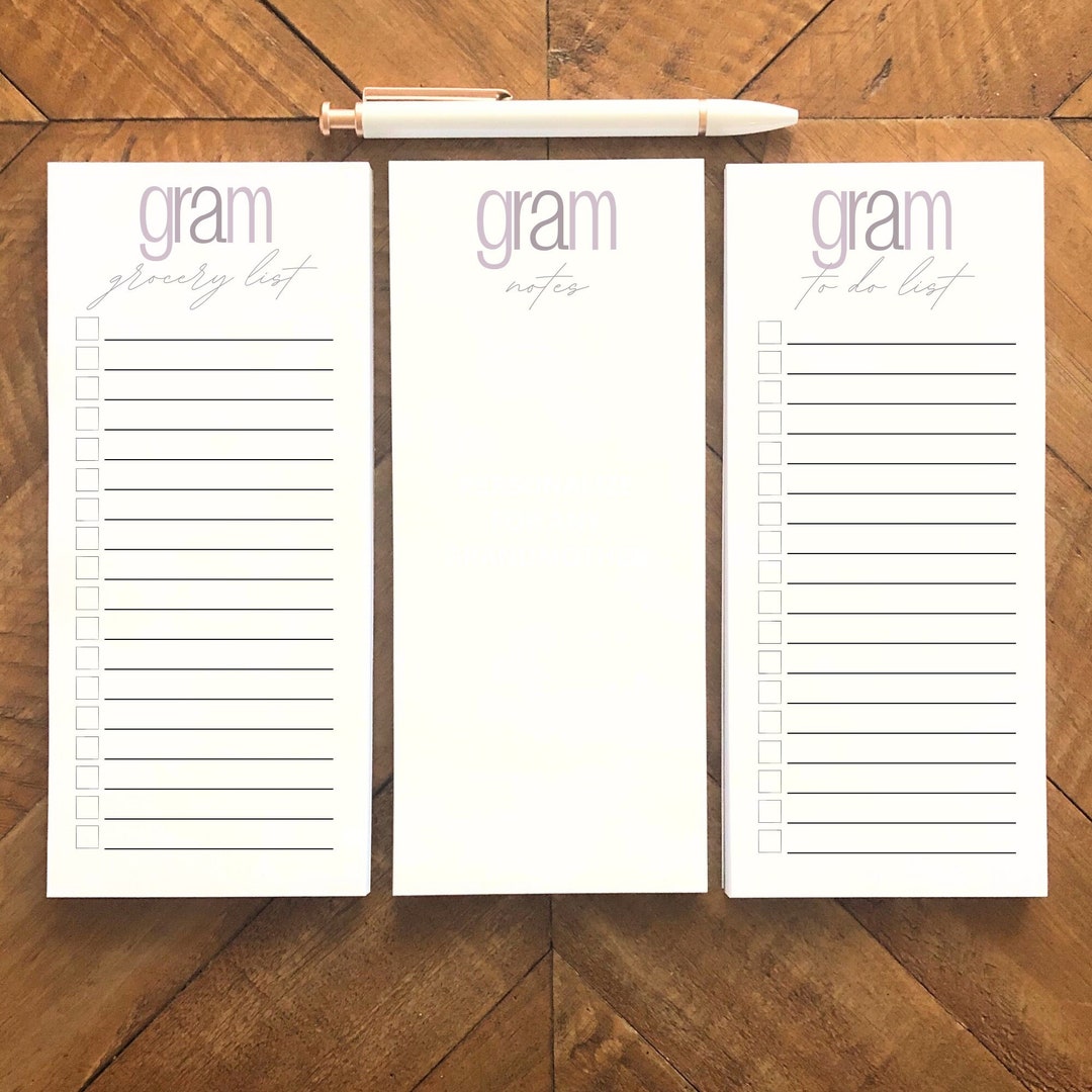Personalized Gram Notepads 3 Pack to Do List Grocery List Cute Unique ...