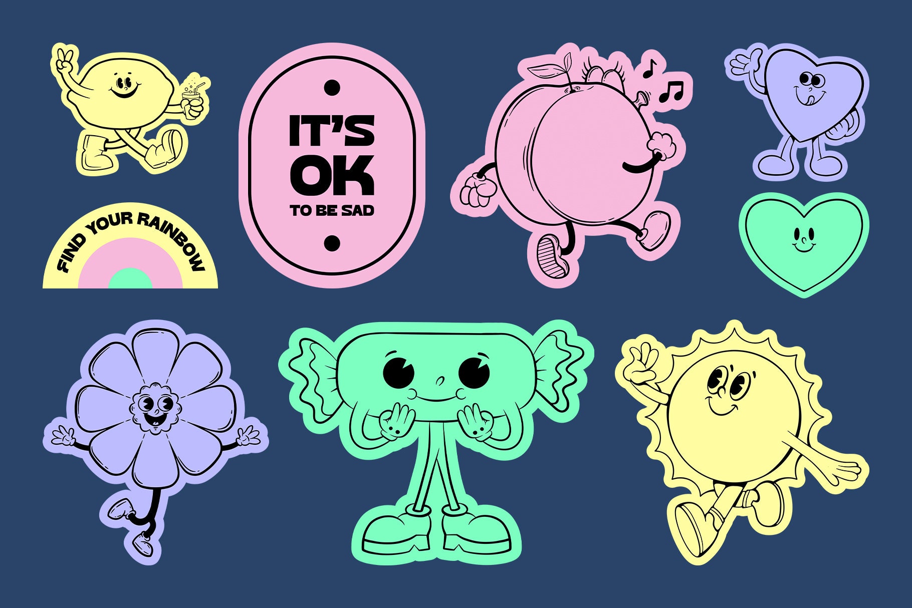 Digital Retro Stickers SVG PNG Download Commercial Use Laptop - Etsy