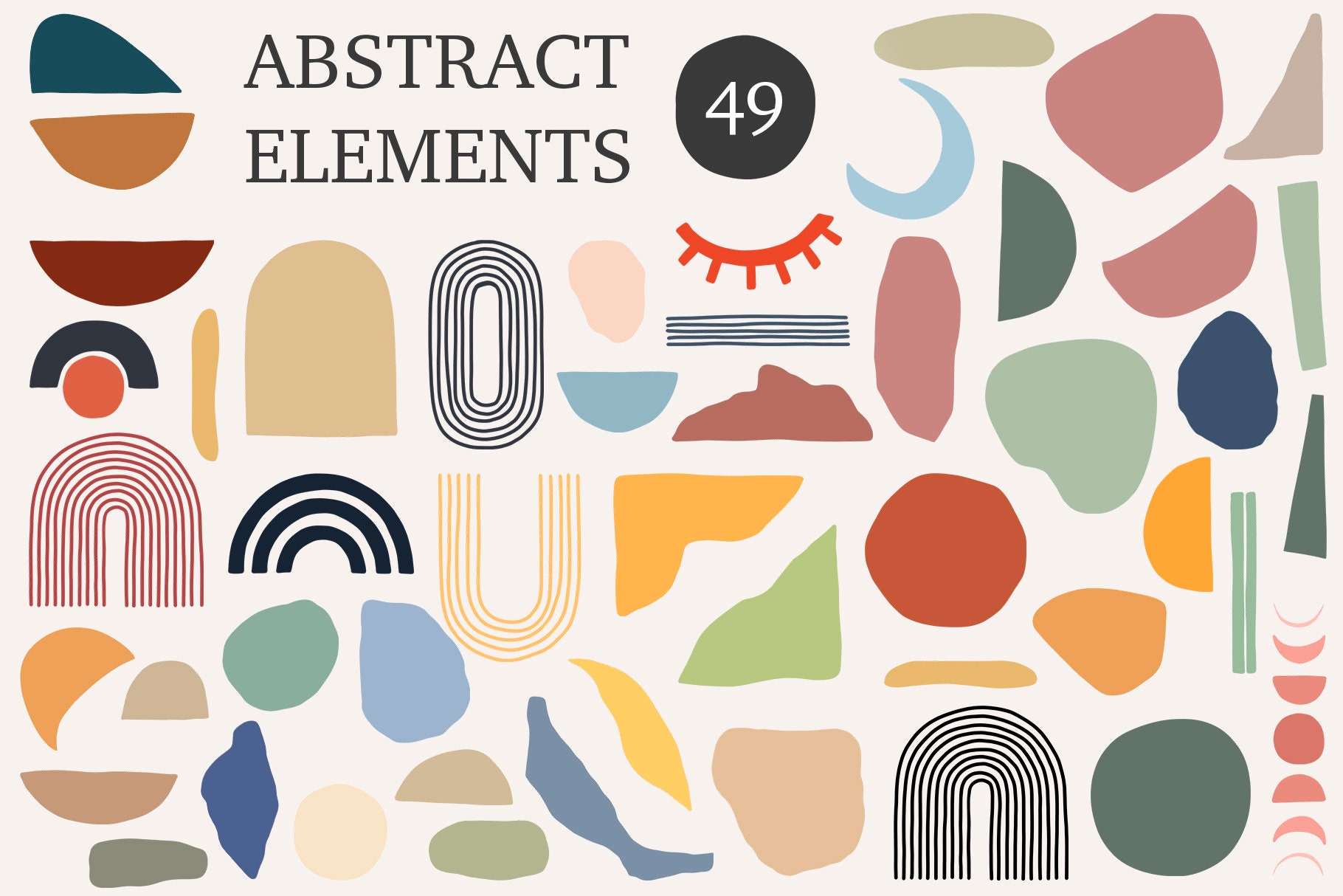 Abstract Geometric Elements Digital Download, Colorful Modern Abstract ...