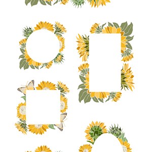 Yellow Floral Clipart Sunflowers Digital Download, Boho Summer and ...