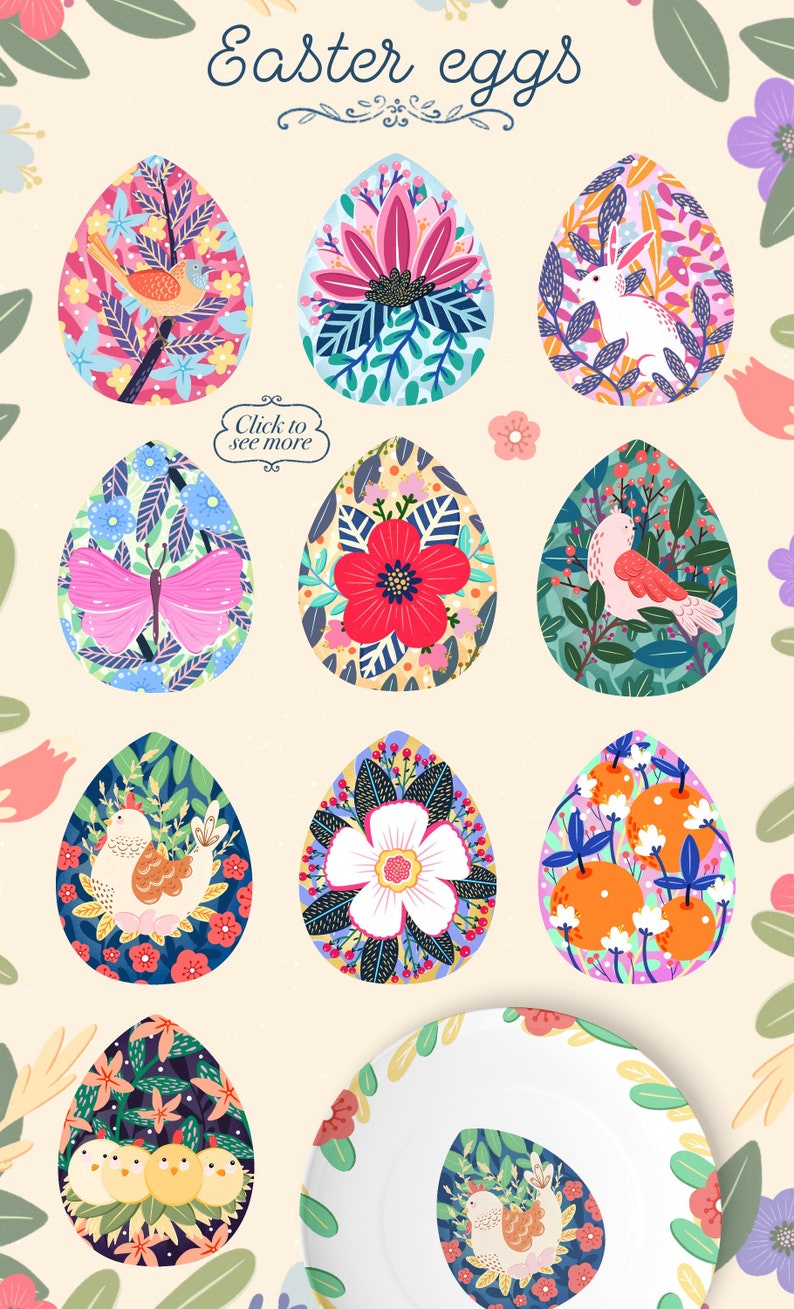Easter Egg Clipart Collection, Farm Animals Clipart, Spring Digital ...