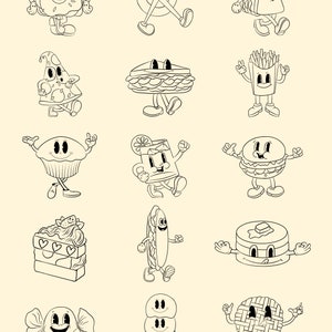 Retro Character Clipart PNG & SVG Files, Food Character Clipart, Burger ...