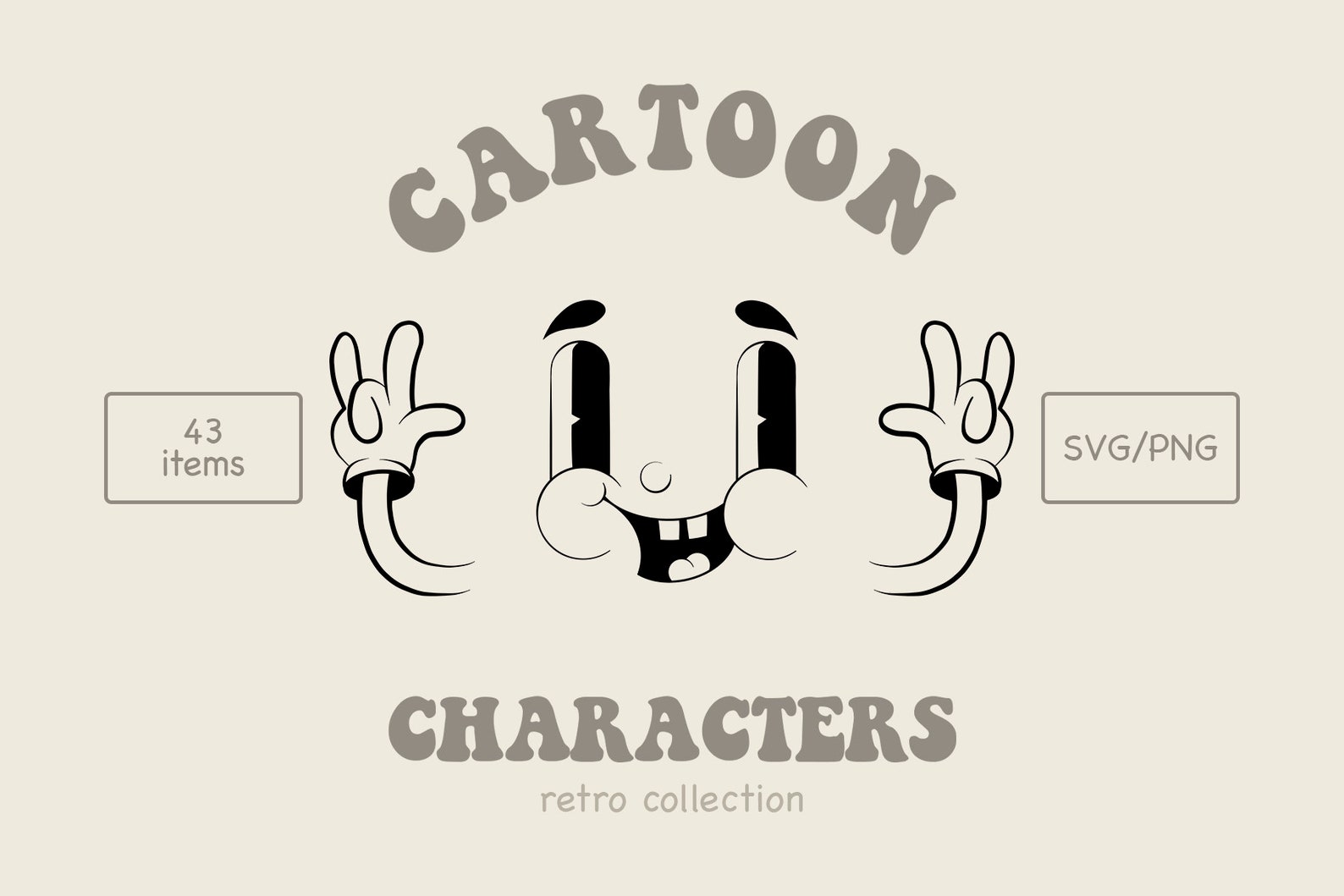 Retro Character Design SVG Clipart, 60s Smiley Face SVG/PNG Collection ...