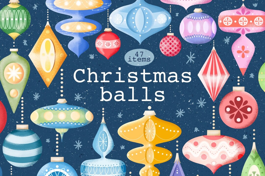 Christmas Balls Clipart PNG Digital Download Commercial Use, Cozy ...