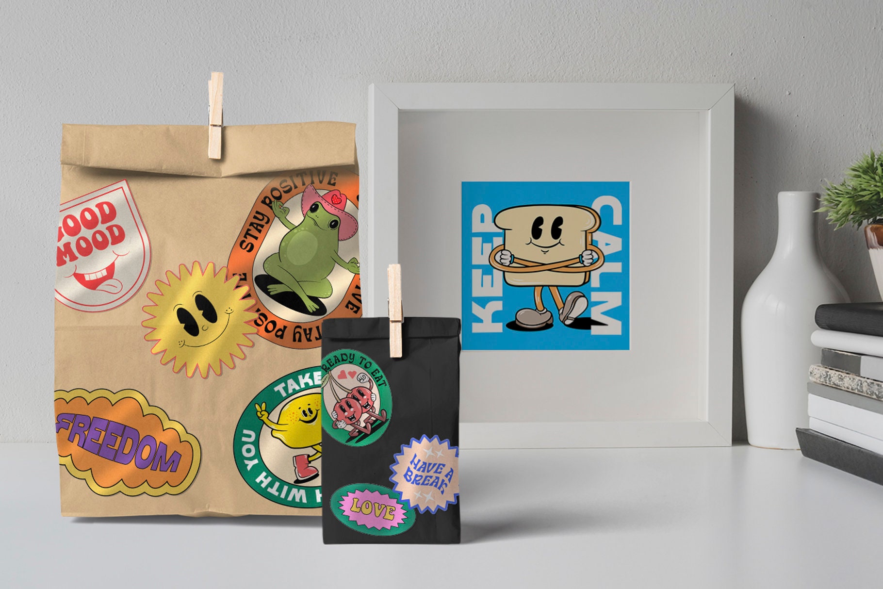 Digital Retro Stickers SVG PNG Download Commercial Use, Laptop Frog ...