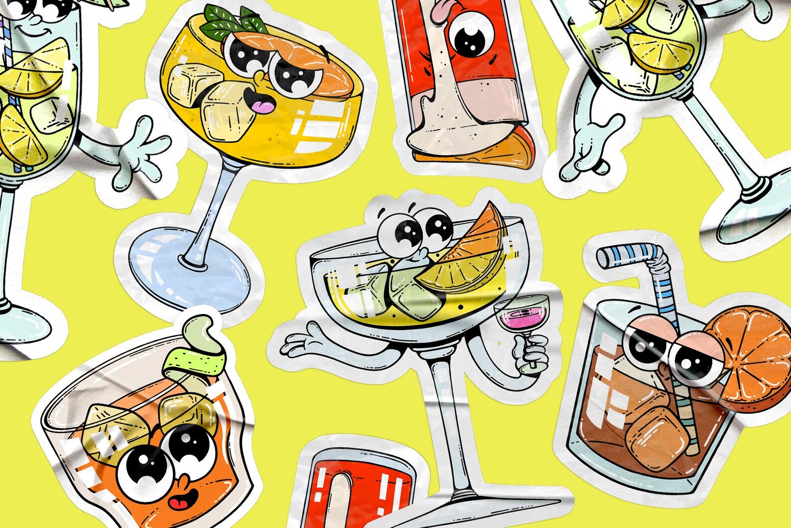 Retro Cocktail Clipart, 70s Cartoon Drink Graphics (digital Download ...