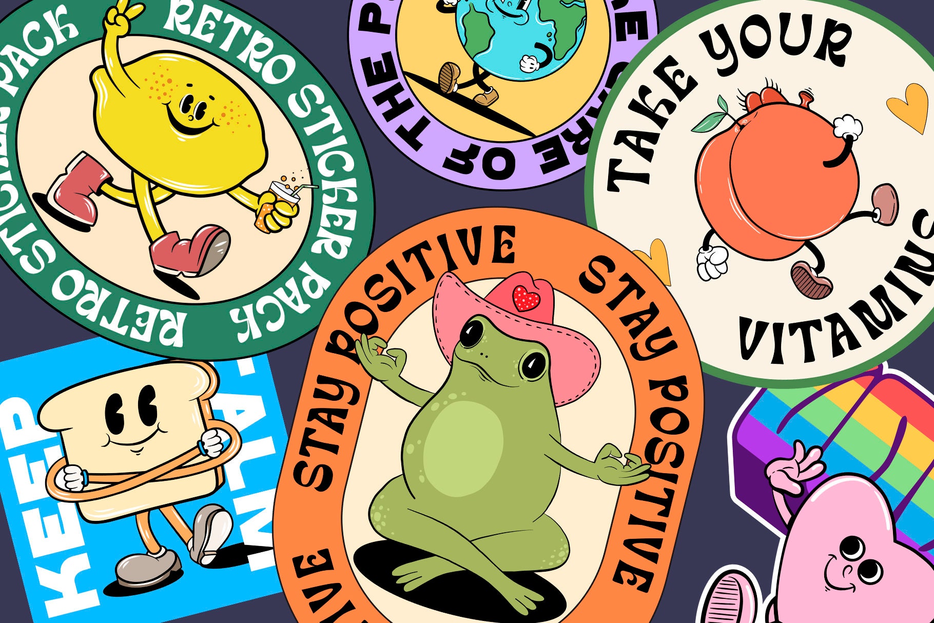 Digital Retro Stickers SVG PNG Download Commercial Use, Laptop Frog ...