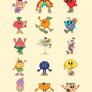 Retro PNG Summer Character Clipart Digital Download, Watermelon, Ice ...