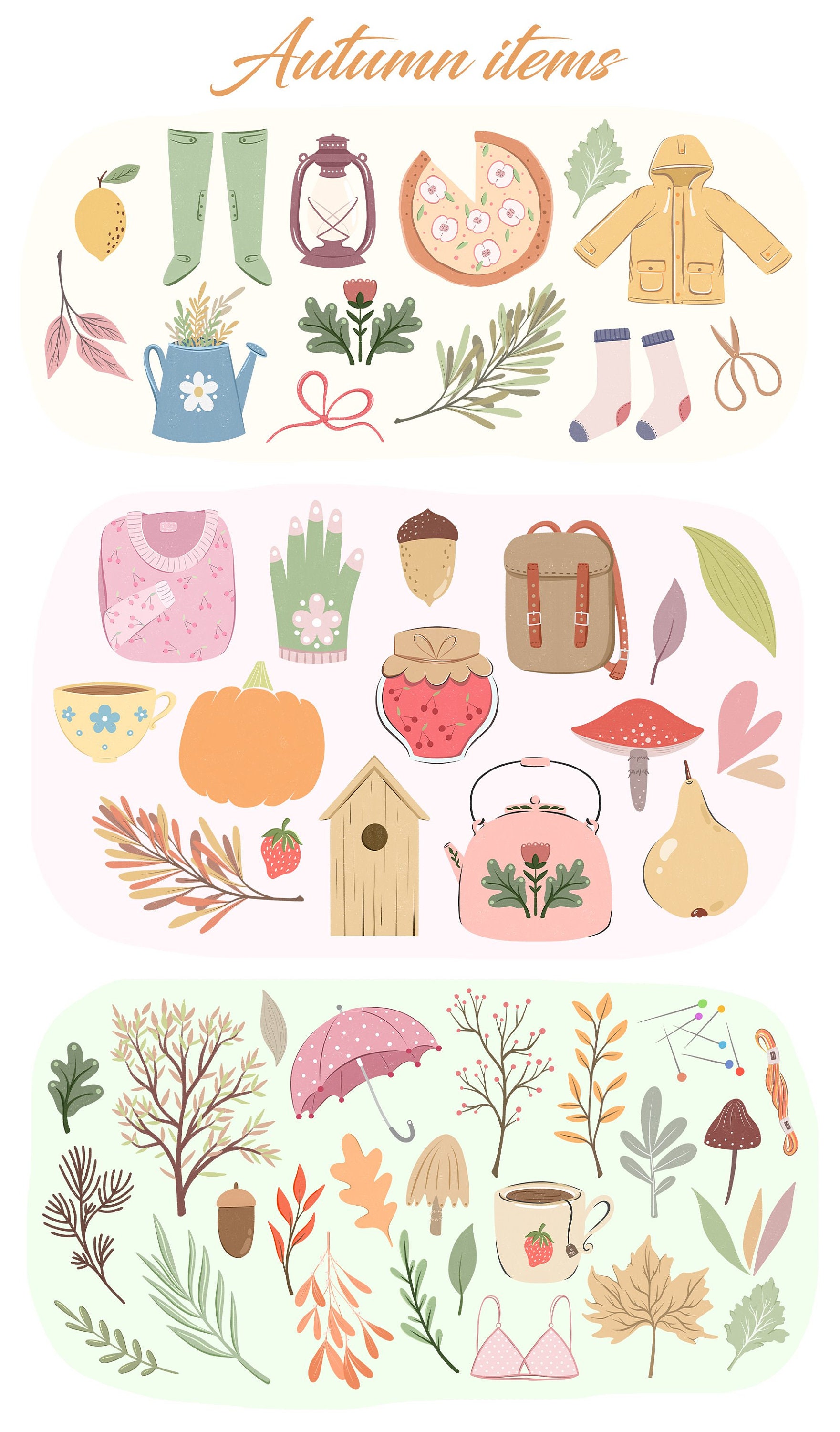 Autumn Clipart PNG Digital Download Commercial Use Fall - Etsy