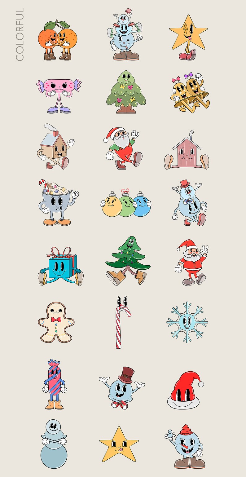 Christmas Character Design Digital Download Commercial Use, 70's ...