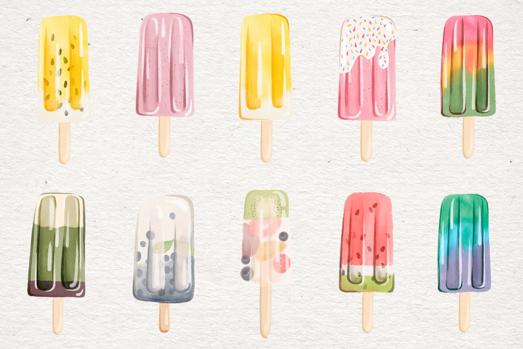 Watercolor Popsicle Clipart, Ice Cream Digital Download, Food ...