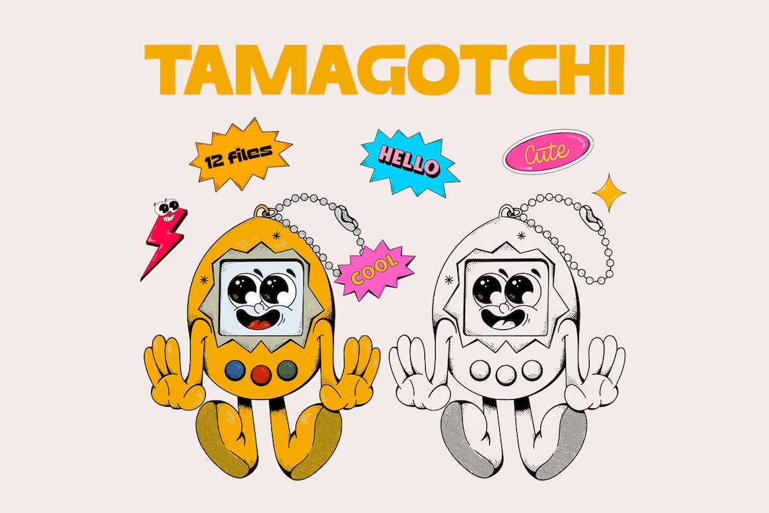 Tamagotchi PNG Retro Cartoon Character Design, Kidcore 90s Y2k, Hand ...