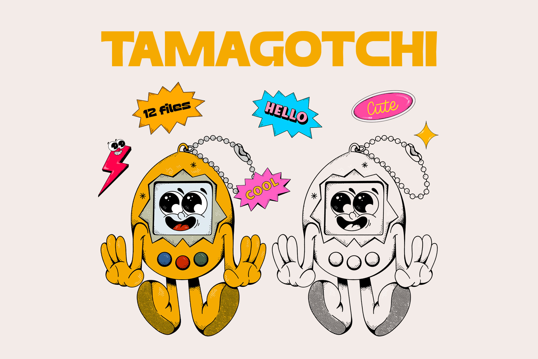 Tamagotchi PNG Retro Cartoon Character Design, Kidcore 90s Y2k, Hand ...