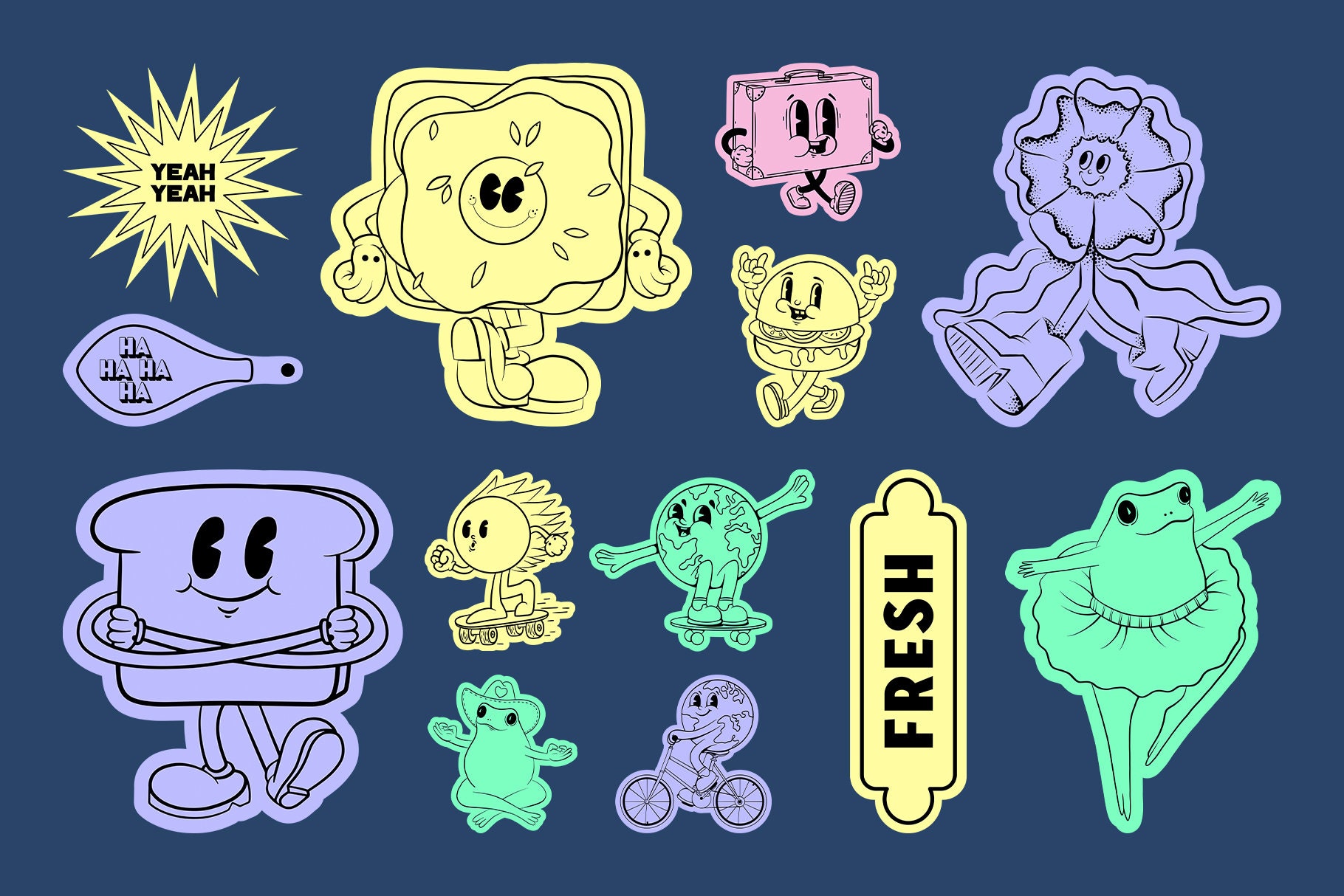 Digital Retro Stickers SVG PNG Download Commercial Use Laptop - Etsy