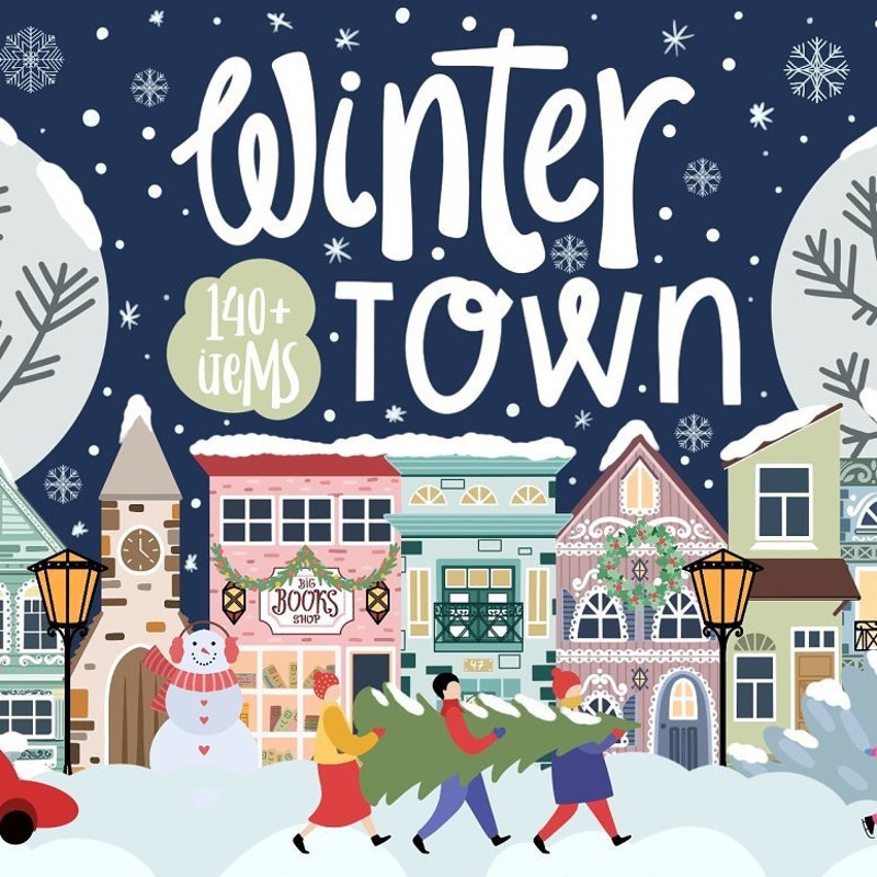 Christmas Town Clipart - Etsy Australia