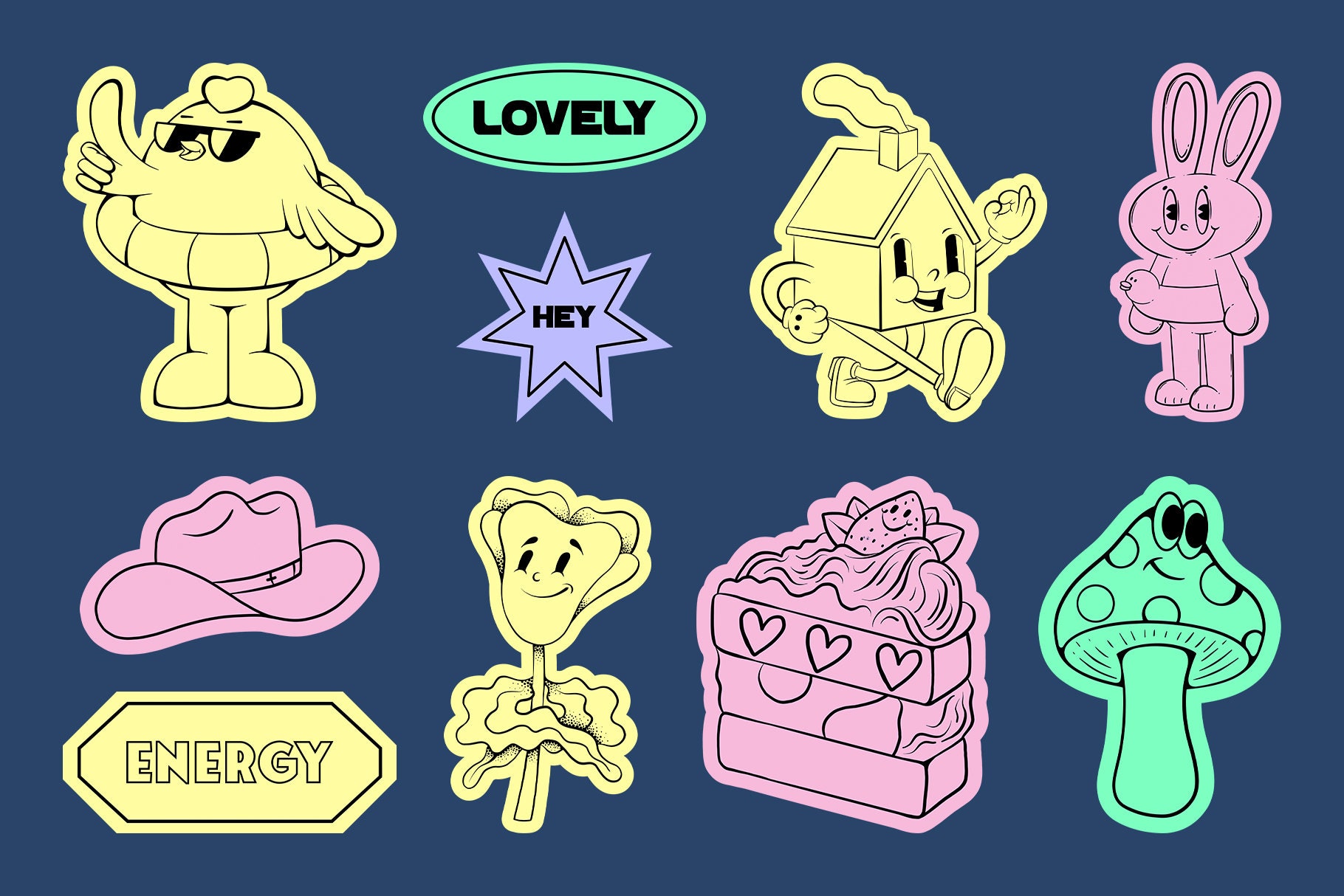 Digital Retro Stickers SVG PNG Download Commercial Use Laptop - Etsy