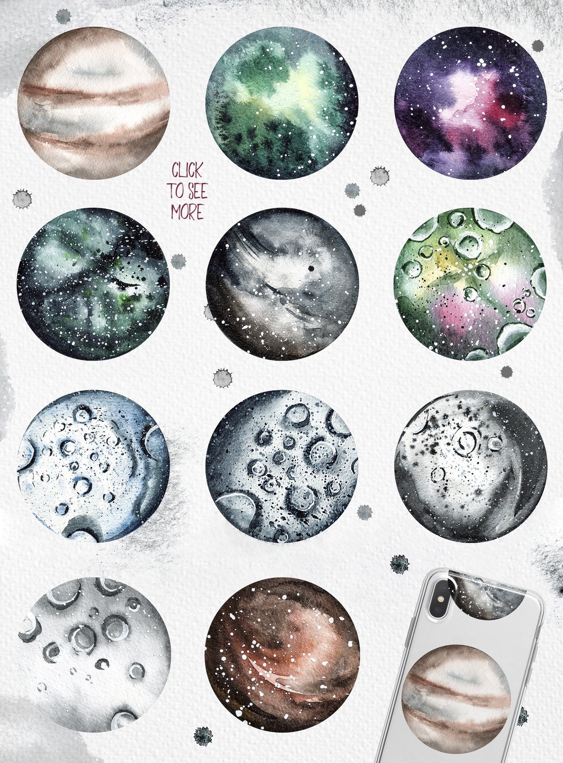 Watercolor Moon Art Watercolor Space PNG Clipart Watercolor - Etsy