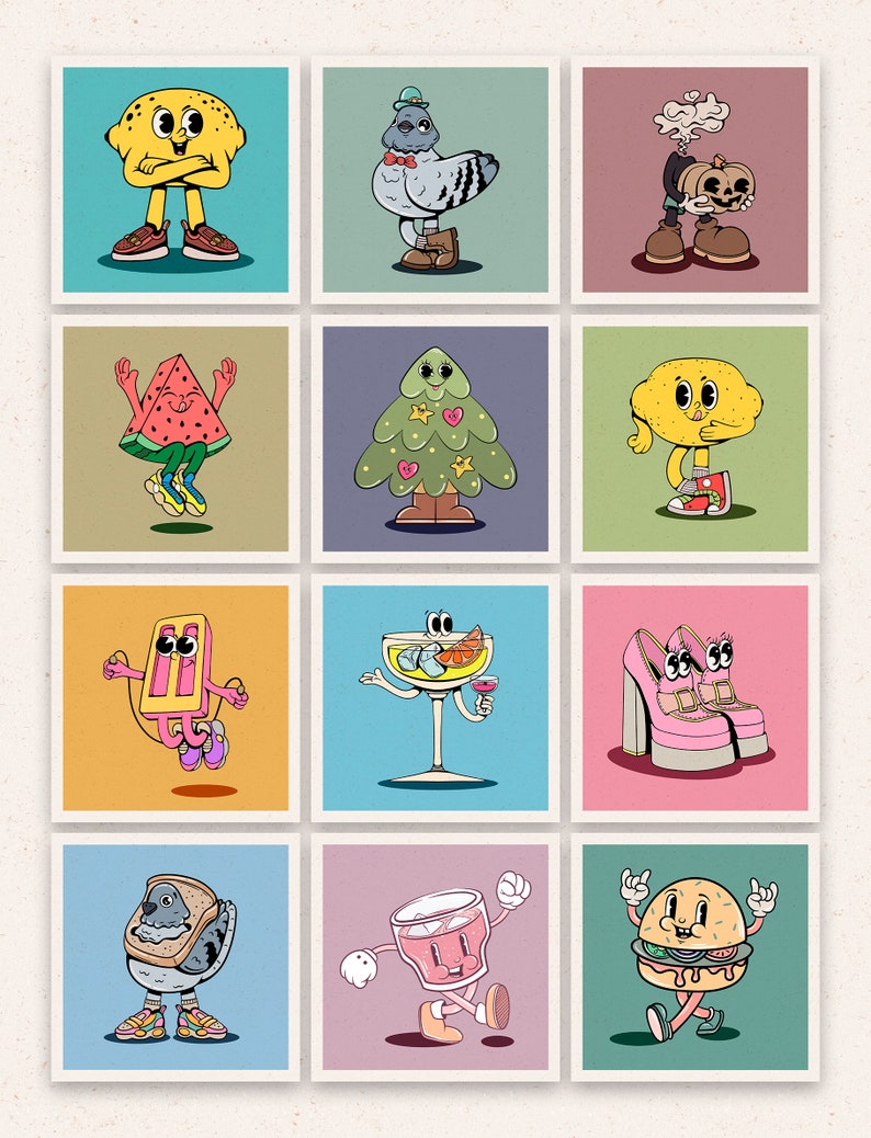 Retro Character Calendar 2024 Cartoon Digital Download 2024 - Etsy