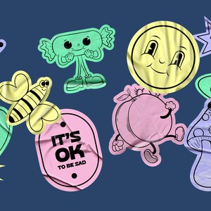 Digital Retro Stickers SVG PNG Download Commercial Use, Laptop Frog ...