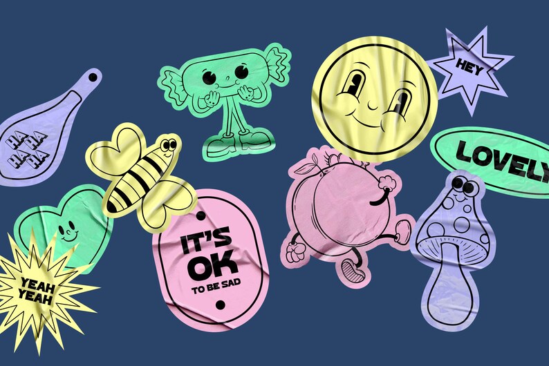 Digital Retro Stickers SVG PNG Download Commercial Use, Laptop Frog ...