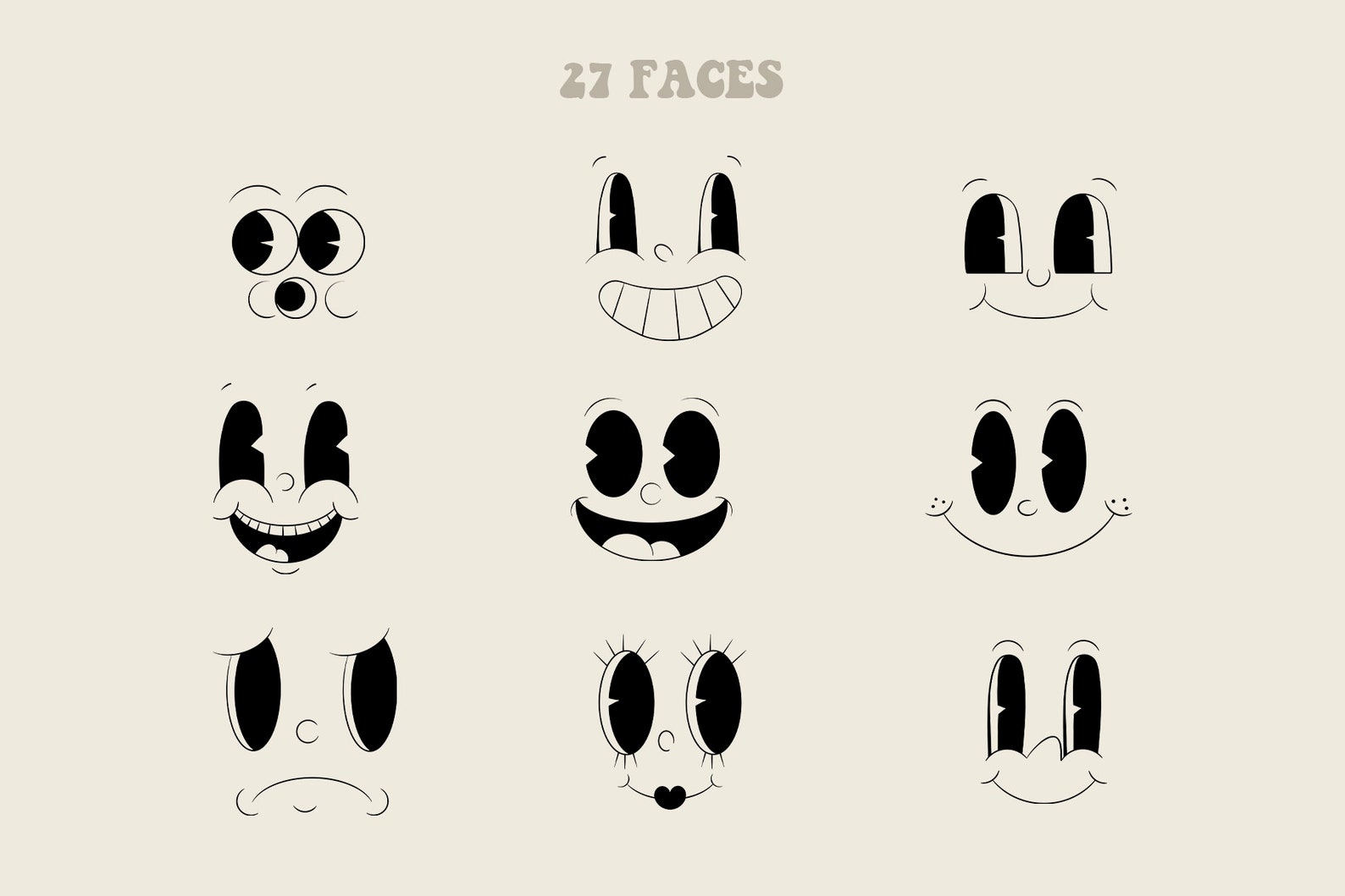 Retro Character Design SVG Clipart, 60s Smiley Face SVG/PNG Collection ...