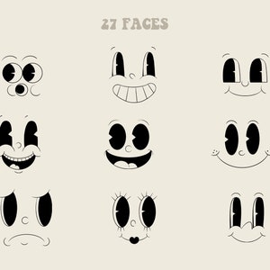 Retro Character Design SVG Clipart, 60s Smiley Face SVG/PNG Collection ...