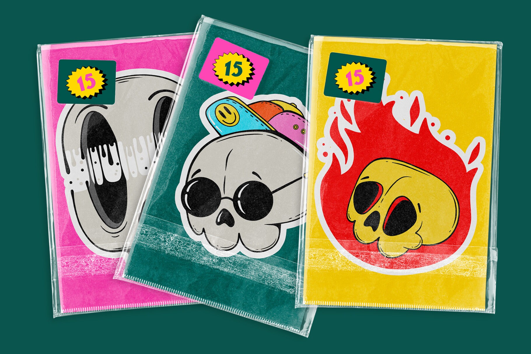 Skulls Clipart PNG SVG Digital Download Commercial Use, Retro Smiley ...