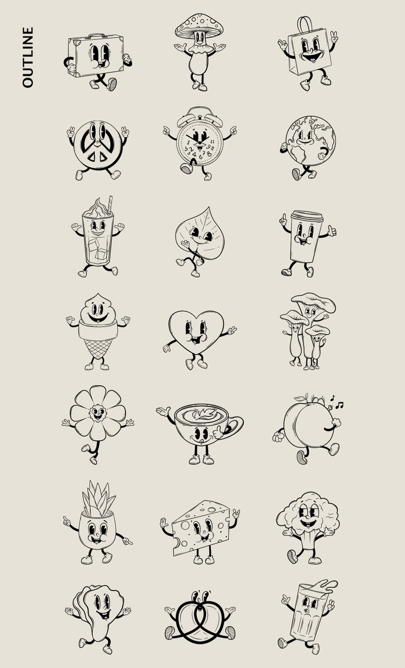 Retro Character Clipart Design PNG/SVG Retro 60s Hippie - Etsy Canada