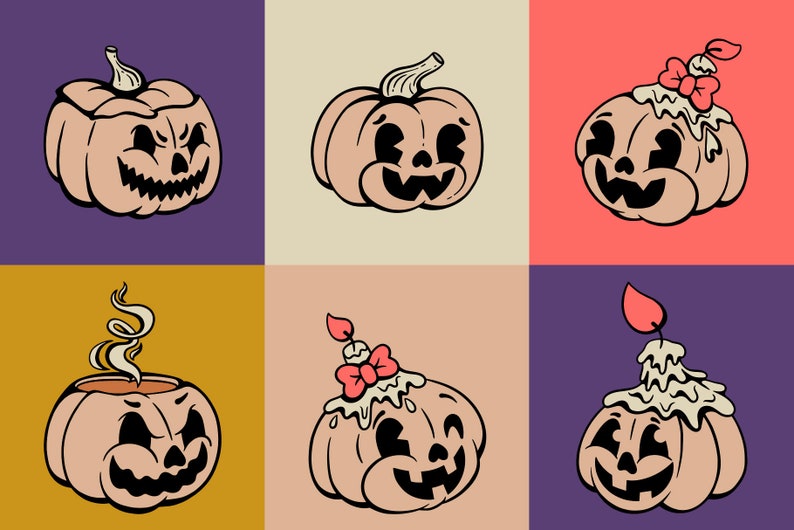 Halloween Pumpkin Retro Cartoon SVG PNG Design Digital Download, Autumn ...