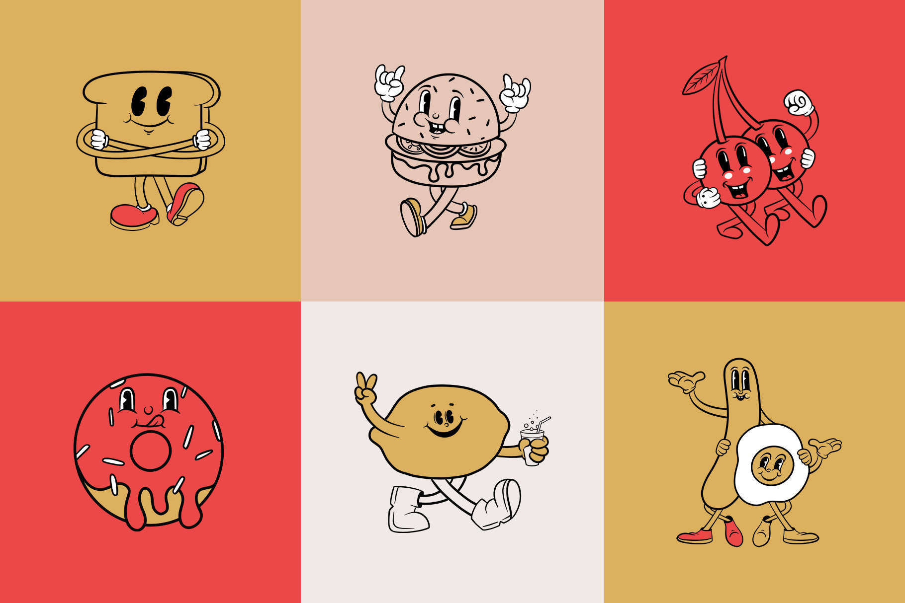 Retro Food Character Clipart, Commercial Use (digital Download) - Etsy