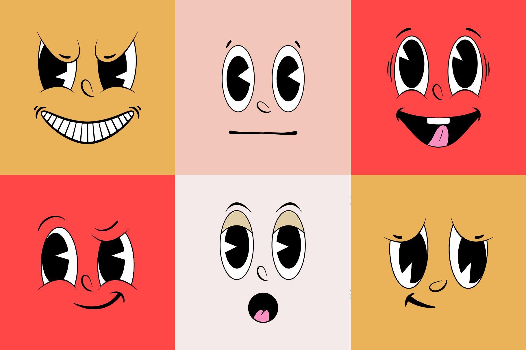 Retro Character Design SVG Clipart, 60s Smiley Face SVG/PNG Collection ...