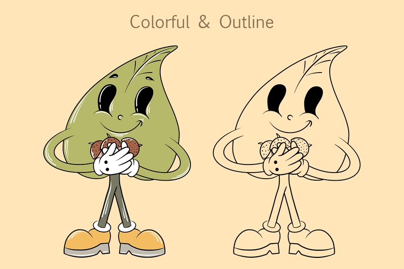 Fall Character Design Collection, Retro Autumn Groovy Clipart, 70's ...