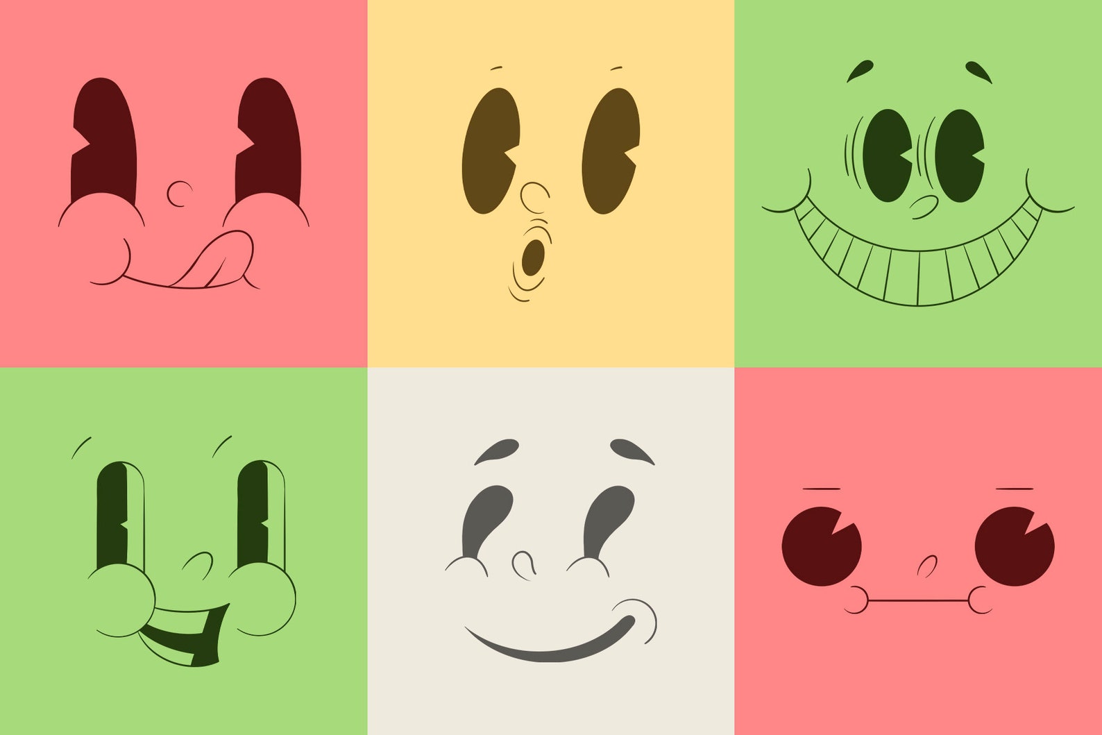 Retro Cartoon Face SVG Clipart, 60s Smiley, Logo Template (PNG) - Etsy